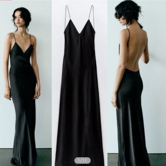 Zara | Dresses | Zara Satin Effect Backless Gown Dress | Poshmark